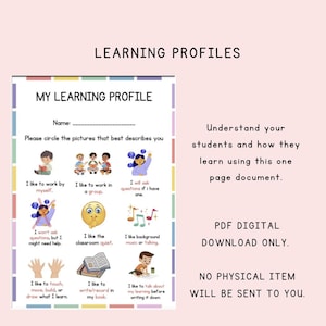 Student Learning Profiles - Etsy