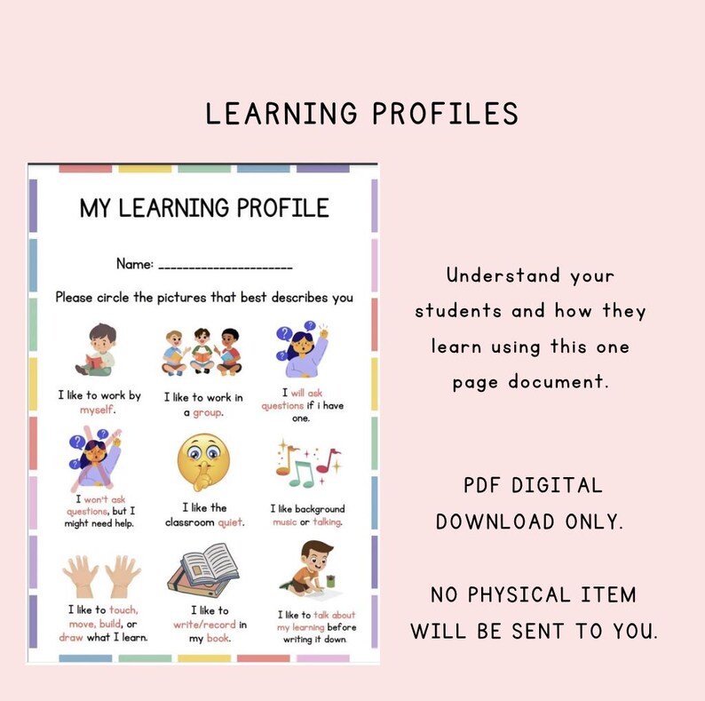 Student Learning Profiles - Etsy
