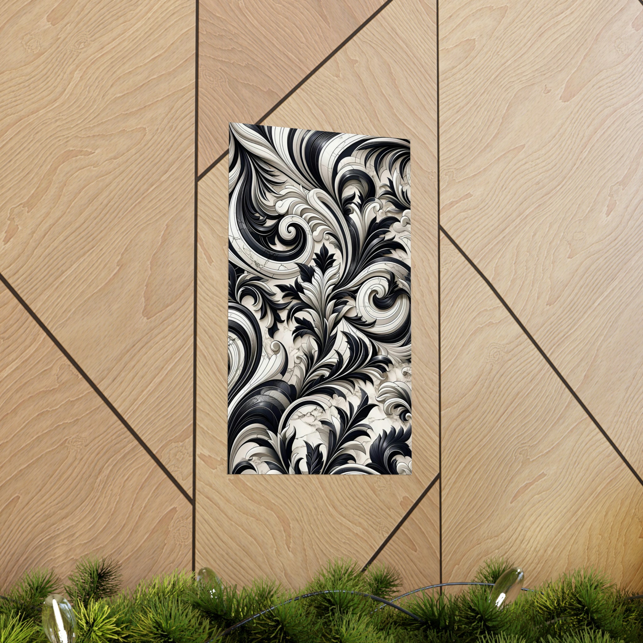 Monochromatic Baroque Swirls Poster Classic Black and White Ornate ...
