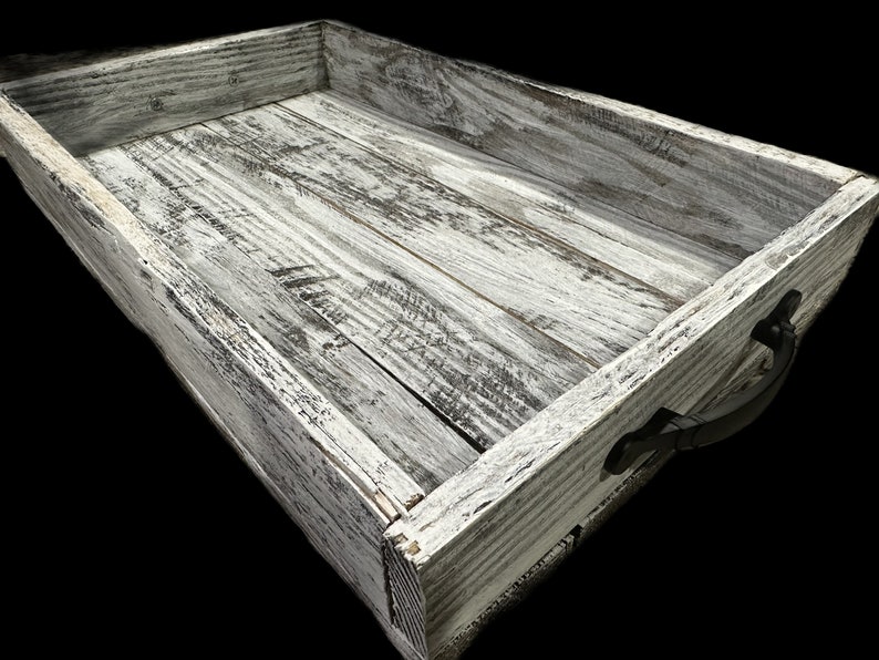 Large Rustic Serving Tray With Handles - Etsy