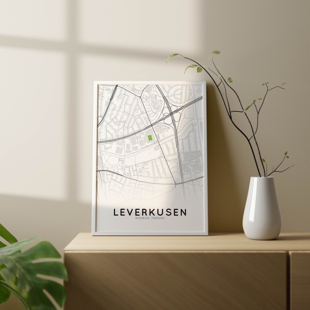City Map Poster of Leverkusen With Floor Plan of the Bayarena From ...