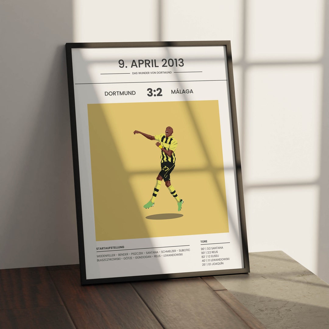 Borussia Dortmund Vs. FC Málaga Matchday Poster miracle of Dortmund - Etsy
