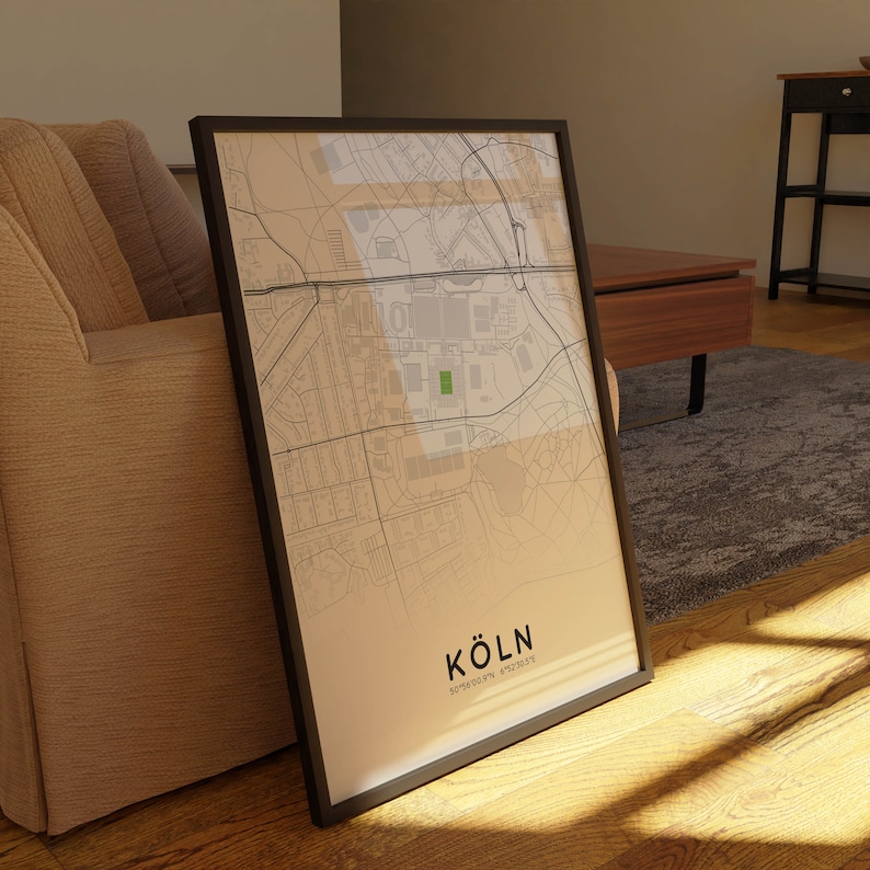 City Map Poster of Cologne With Floor Plan of the Rheinenergiestadion ...