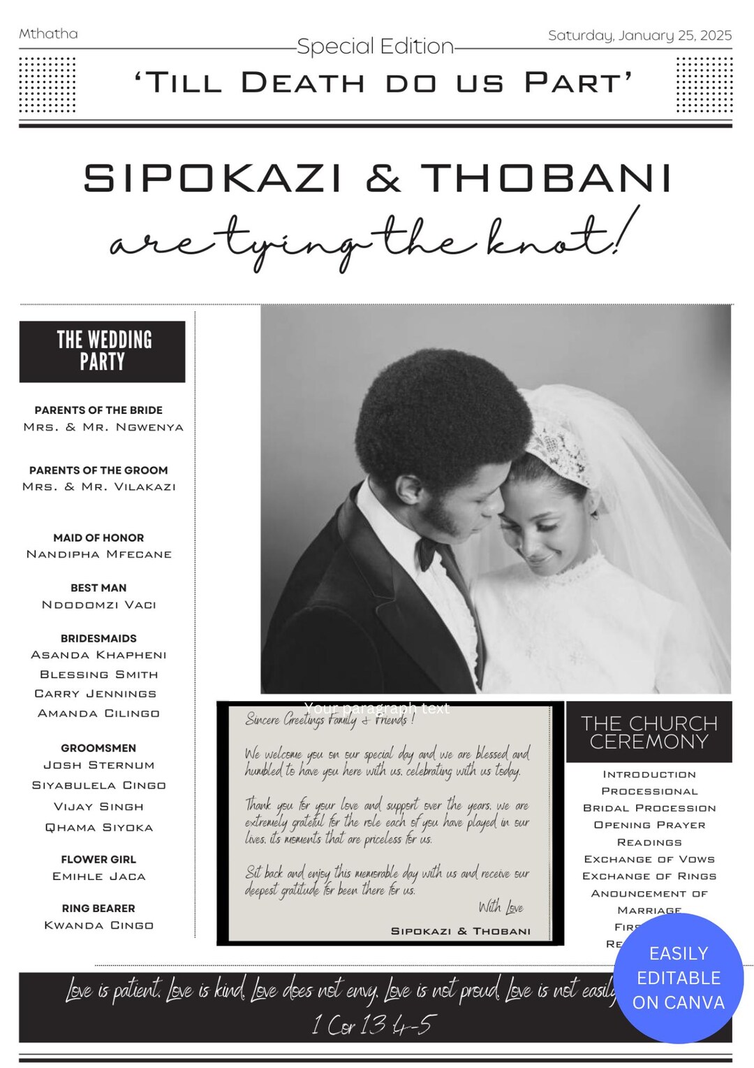 DIY Printable Instant Newspaper Wedding Invitation, Folded Large News ...
