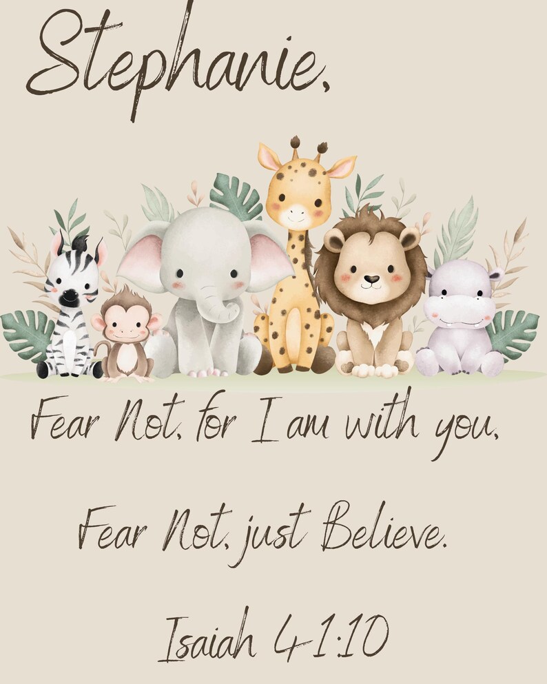 Safari Animals Kids Room Decor: Bible Verse Printable (digital Download ...