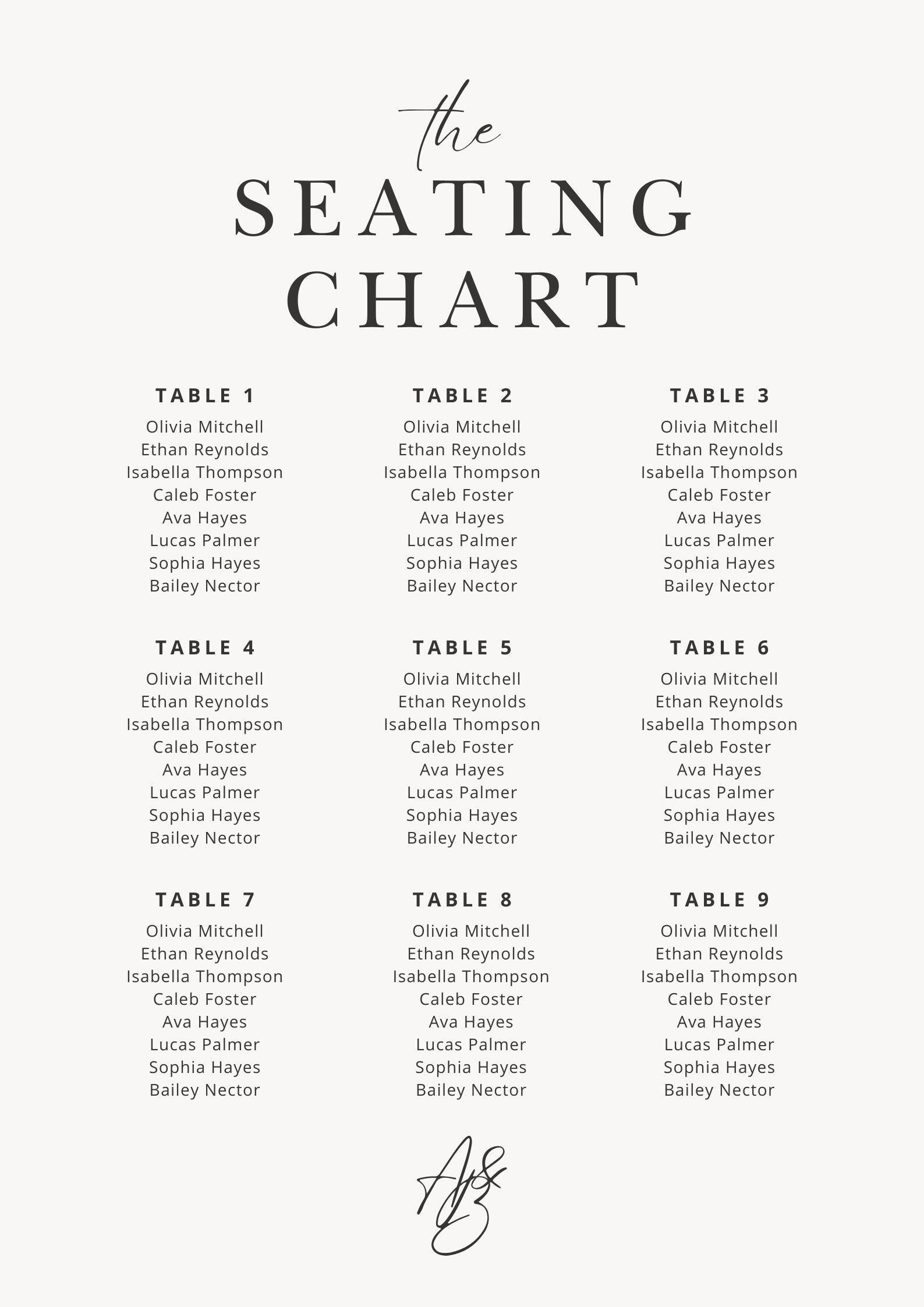 Elegant Wedding Seating Chart - Etsy