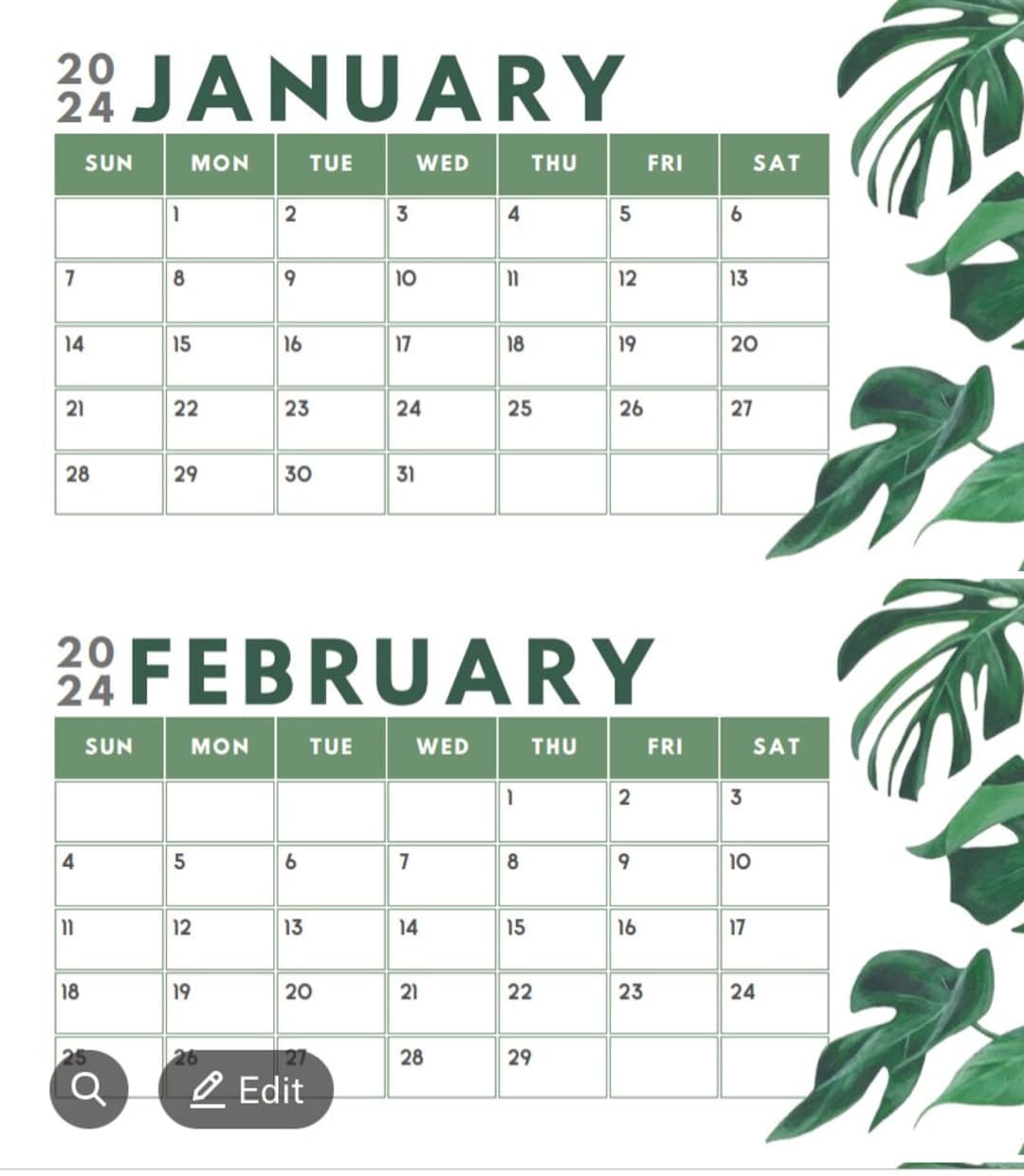 Printable 2024 Calendar, Watercolor Monthly Calendar, Pretty Seasonal ...