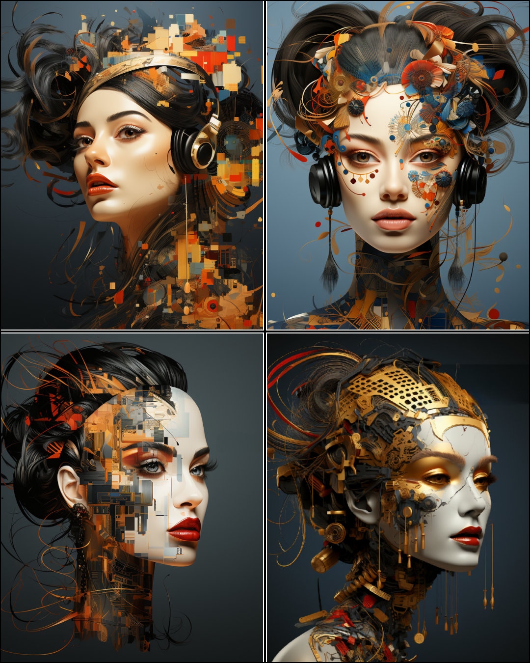 5pc- Digital Art- Cyber Woman - Etsy