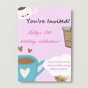 Coffee Invitation Editable Digital Download - Etsy