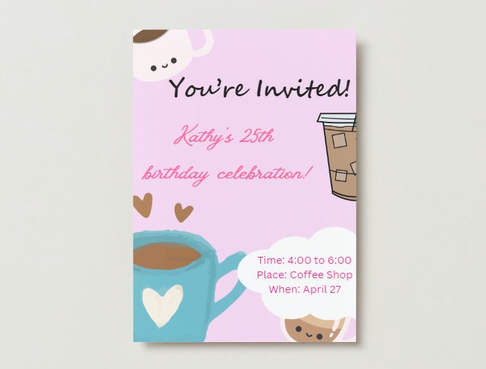 Coffee Invitation Editable Digital Download - Etsy