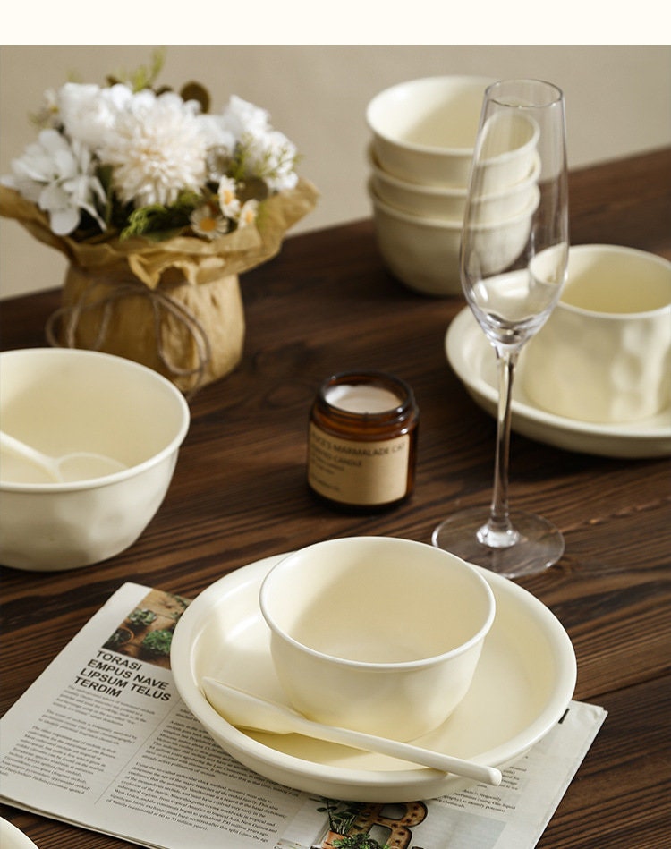 Cream Aestheticvintage French Style Ceramic Dinnerwareplate Bowl Gift ...