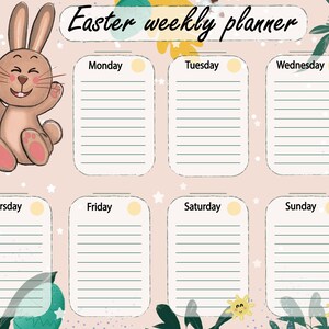 Easter Day and Week Planner for Kids - Etsy
