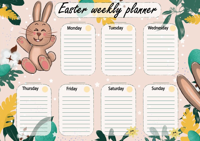 Easter Day and Week Planner for Kids - Etsy