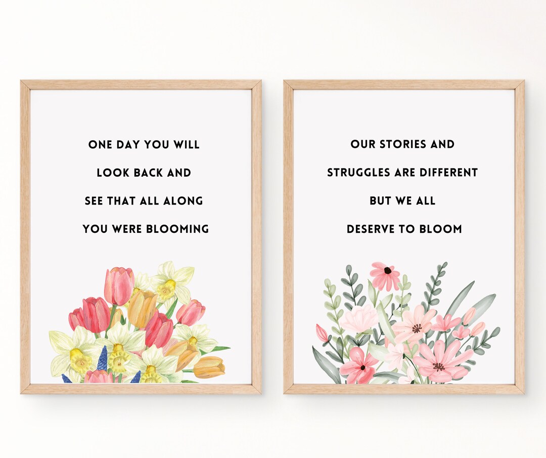 Flower Quotes Wall Art Bundle Set of 2 Design, Flower Wall Art, Quotes ...