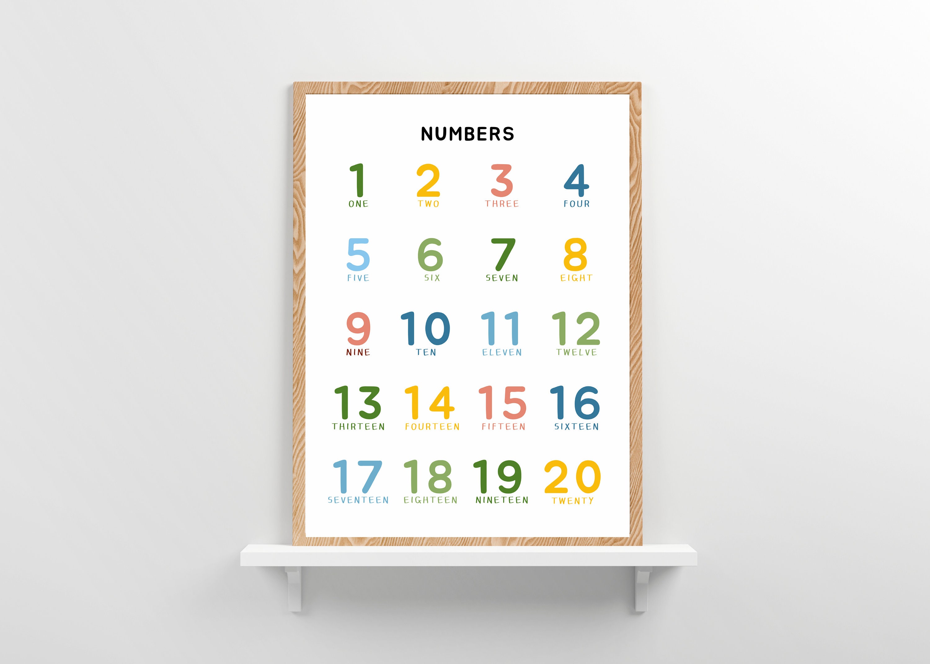 Numbers Posters, Rainbow Numbers Print, Counting 1-20 Poster ...