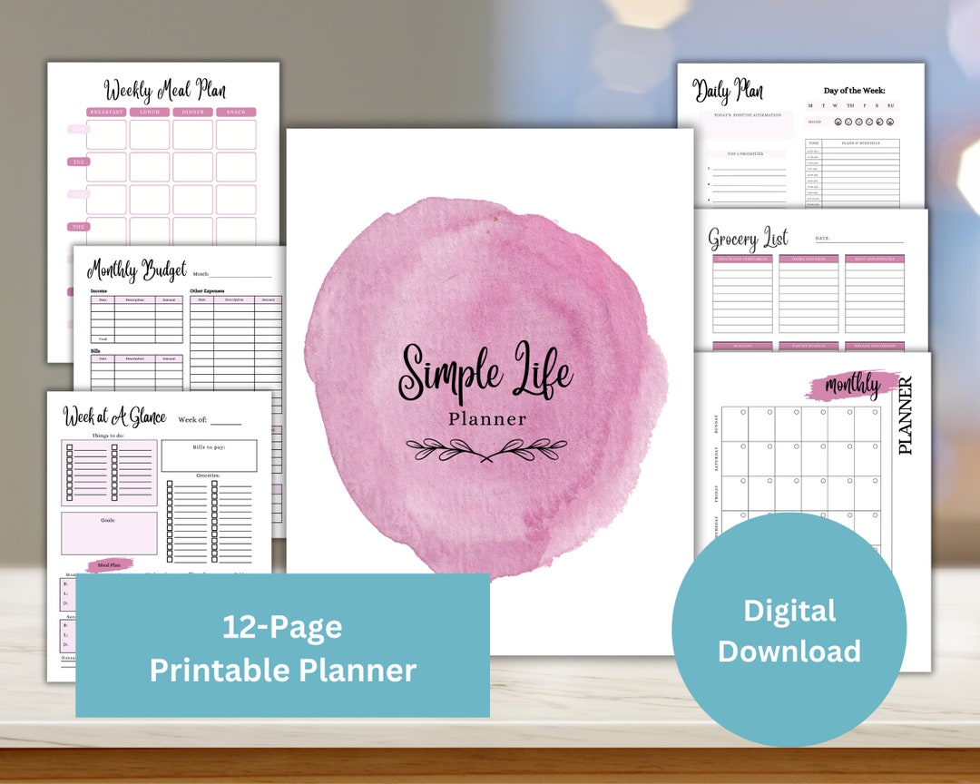 Simple Life Printable Digital Planner Template Household Daily Tracker ...