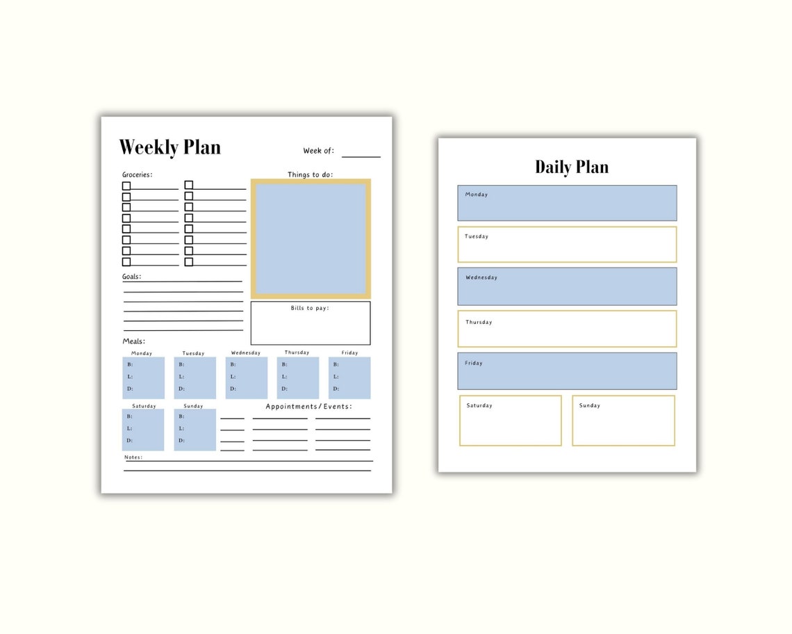 Simple Planner, Blue Planner, Organizer, Digital Download, Printable ...