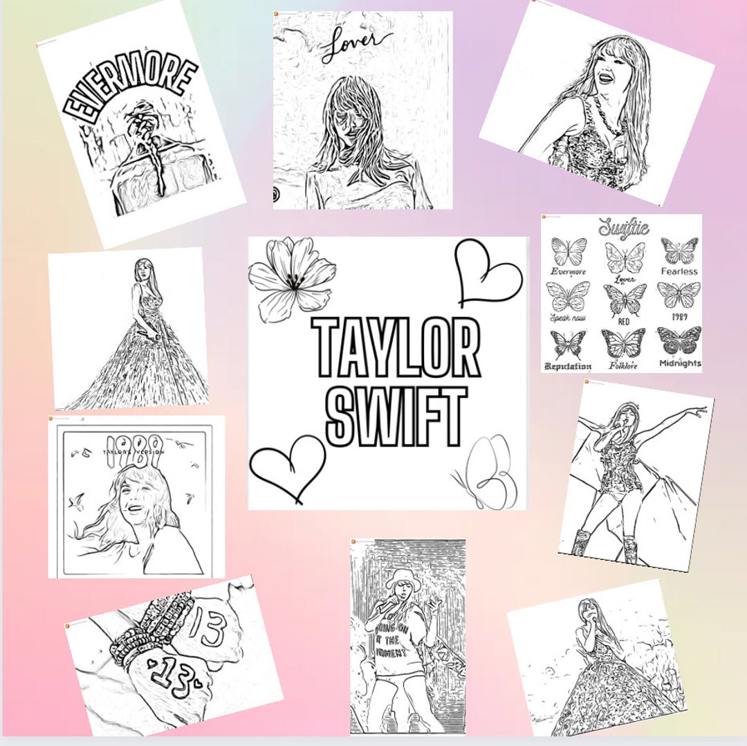 Taylor Swift Colouring Pages Printable Swiftie Eras Tour - Etsy