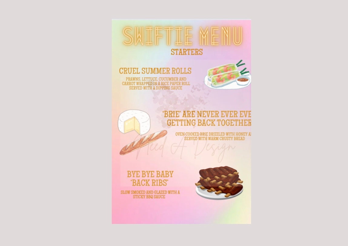 Taylor Swift Party Food Menu - Etsy