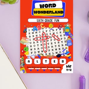 50 Word Wonderland 6th Grade Fun for Kids Ages 11-12 , Word Search ...