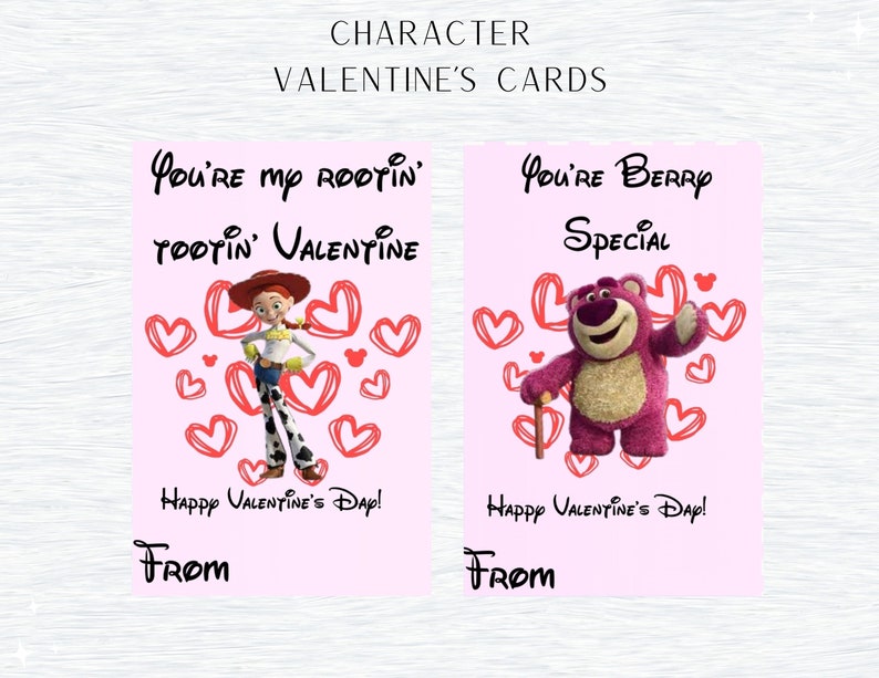 Character Valentine's Day Cards for Kids | Printable, Instant Download ...