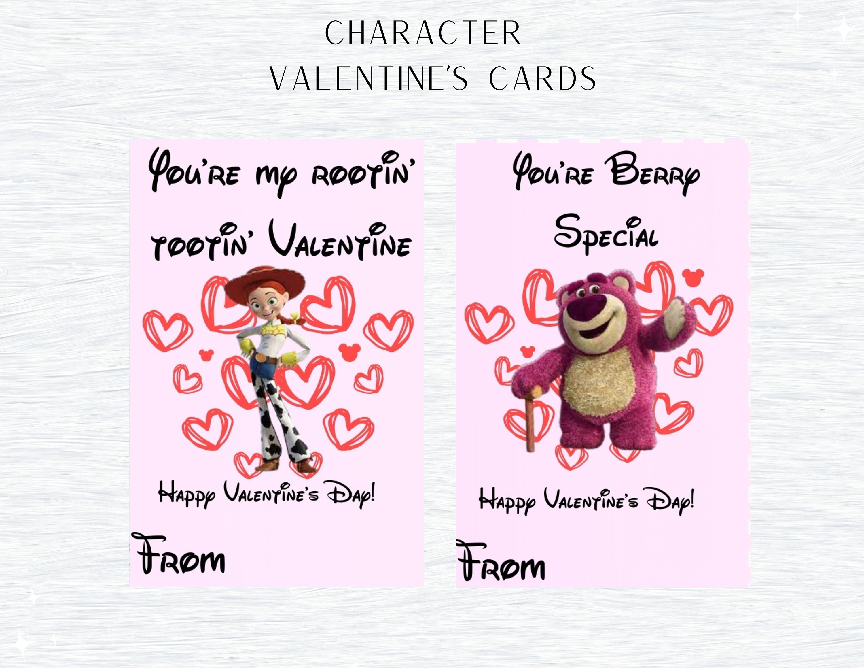 Character Valentine's Day Cards for Kids | Printable, Instant Download ...