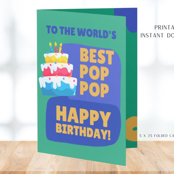 Happy Birthday Pop Pop Printable Card - Etsy