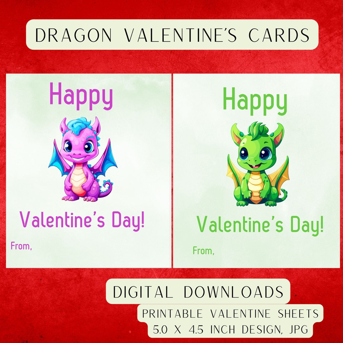 Printable Dragon Valentine's Day Cards for Kids | School and Classroom ...