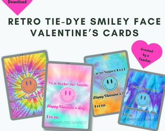 Smiley Face Valentine Cards, Retro Valentine's Day Cards, Print at Home ...