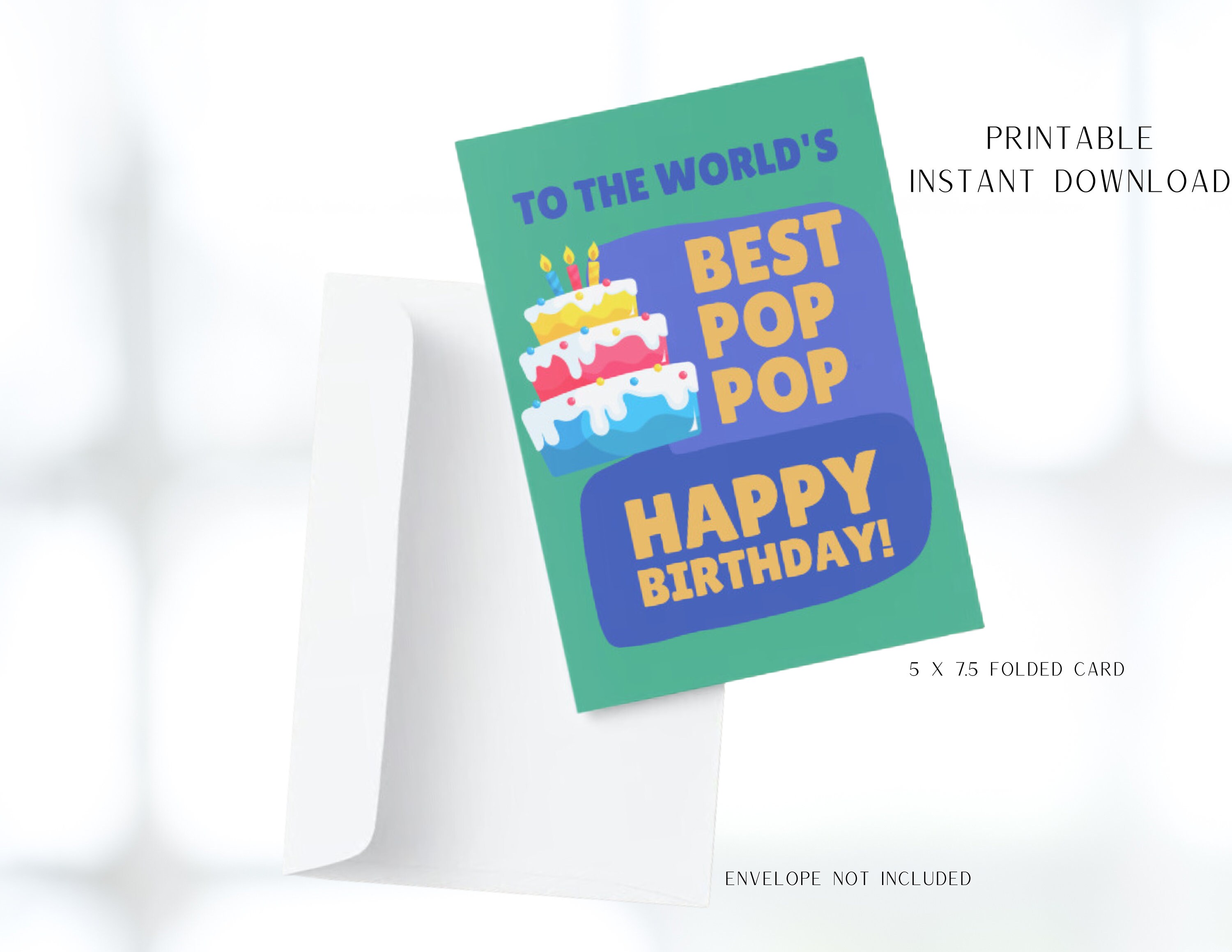 Pop Pop Birthday Card, Printable Happy Birthday Card, Instant Download ...