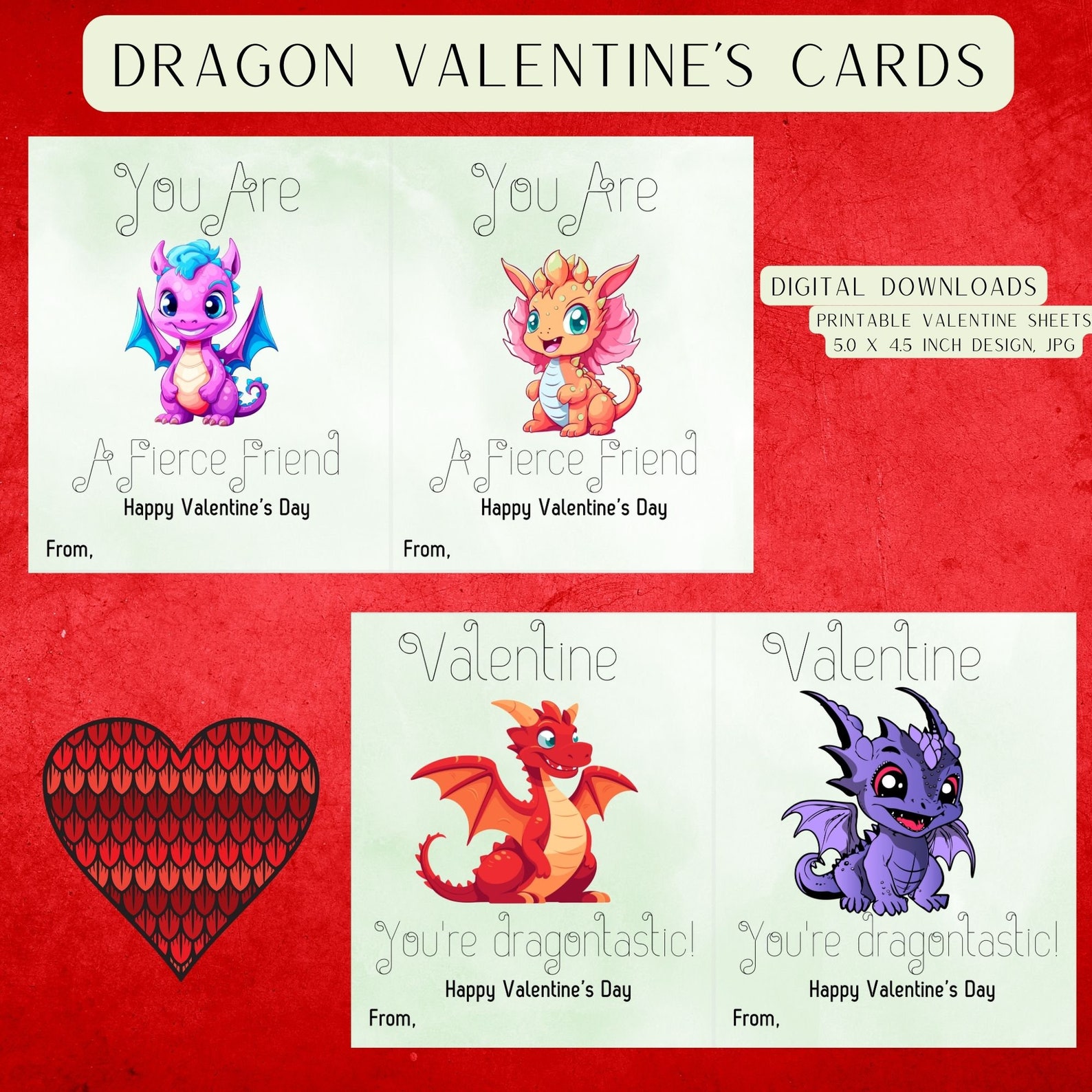 Printable Dragon Valentine's Day Cards for Kids | School and Classroom ...