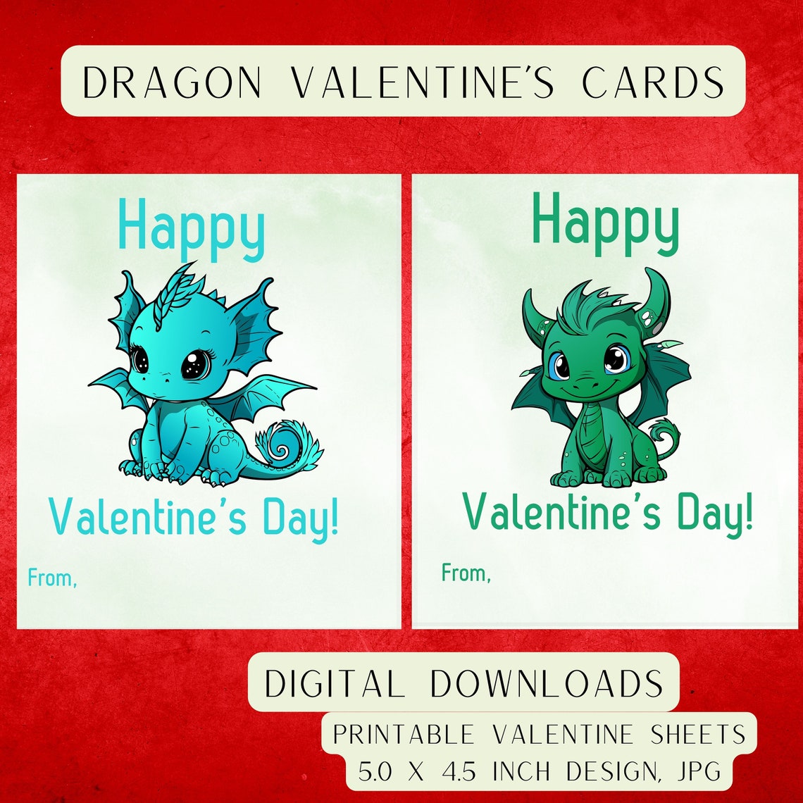 Printable Dragon Valentine's Day Cards for Kids | School and Classroom ...