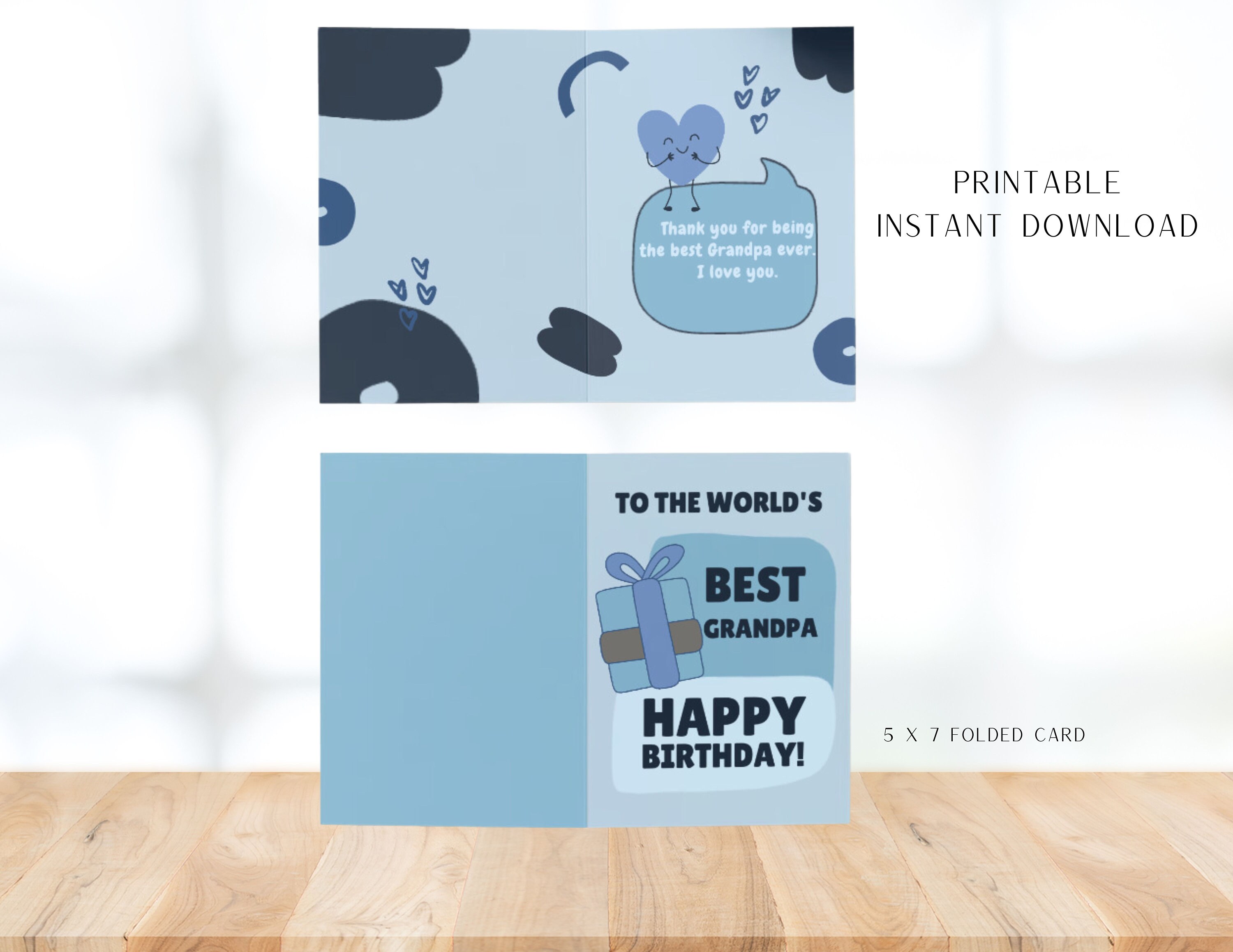 Grandpa Birthday Card, Printable Happy Birthday Card, Instant Download ...