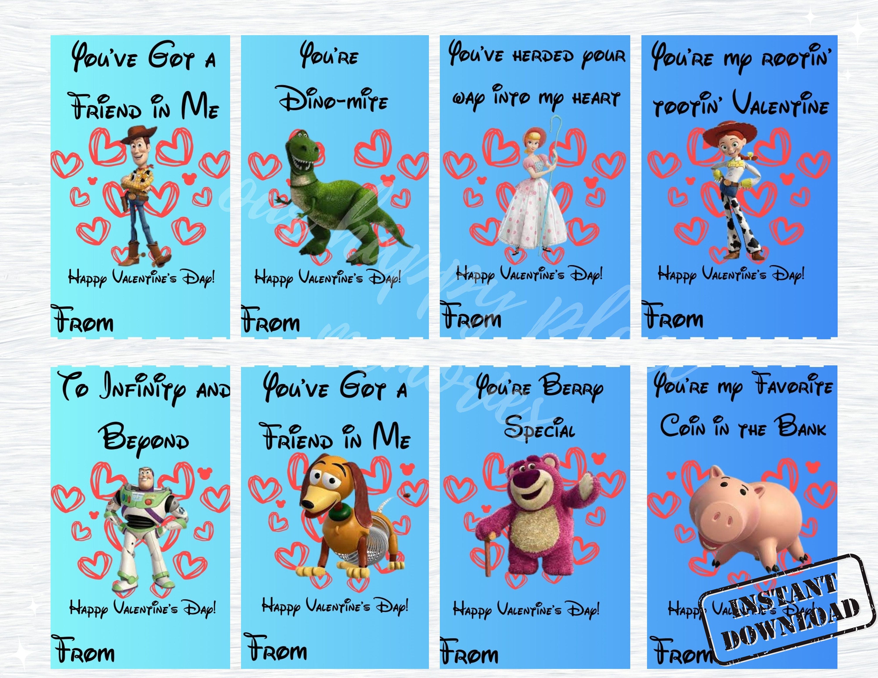 Character Valentine's Day Cards for Kid Printable Instant Download Kids ...