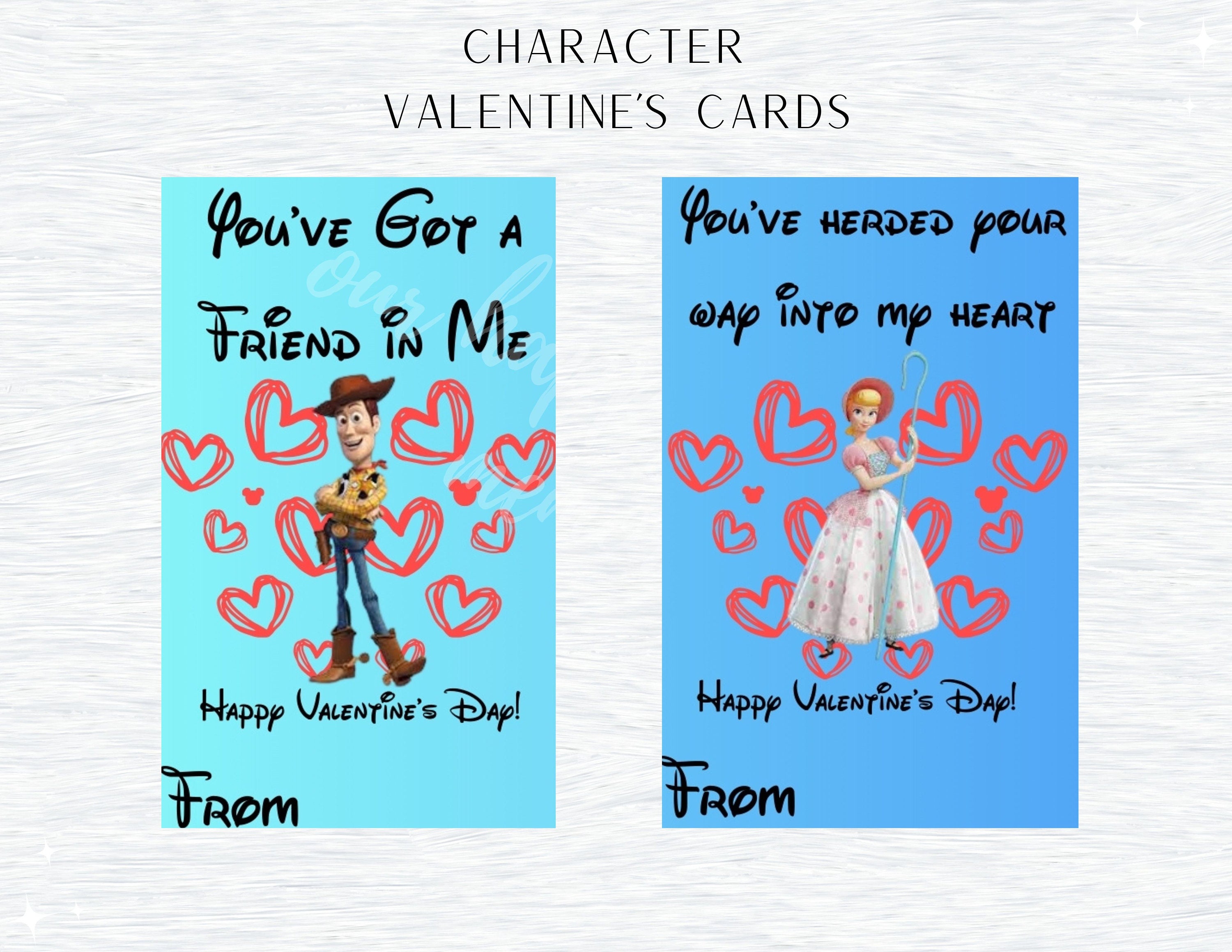 Character Valentine's Day Cards for Kids | Printable, Instant Download ...