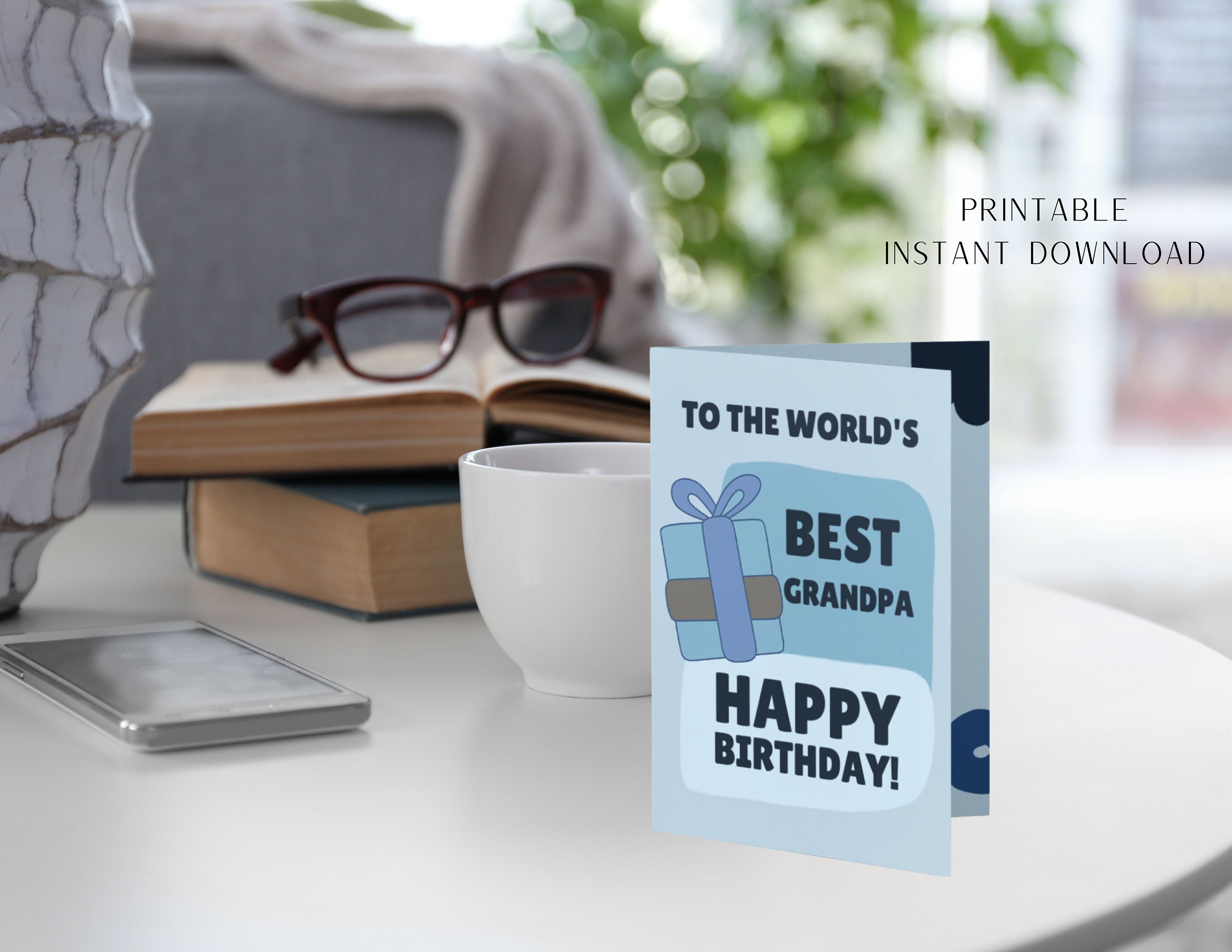 Grandpa Birthday Card, Printable Happy Birthday Card, Instant Download ...