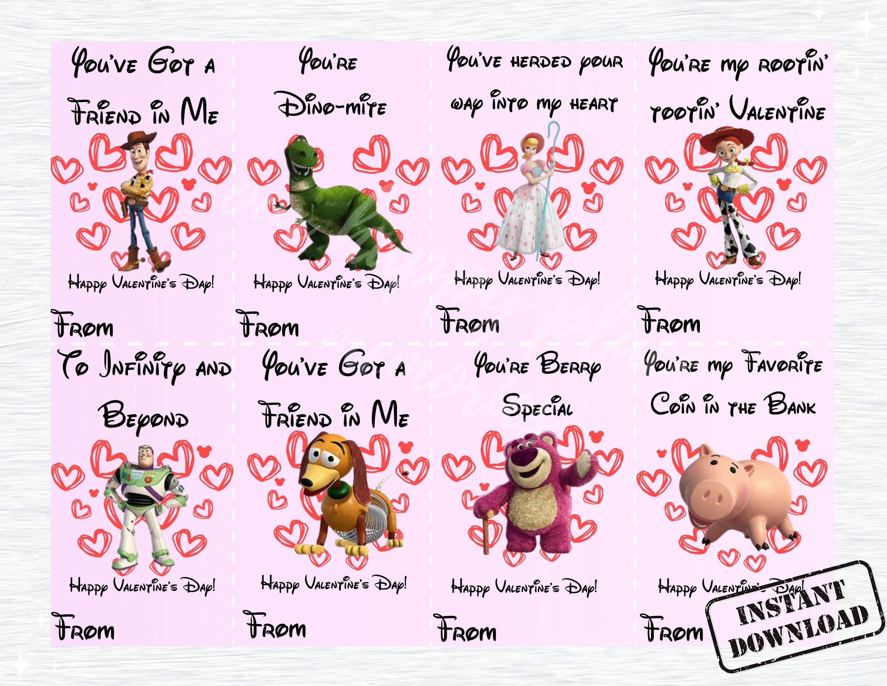 Character Valentine's Day Cards for Kid Printable Instant Download Kids ...