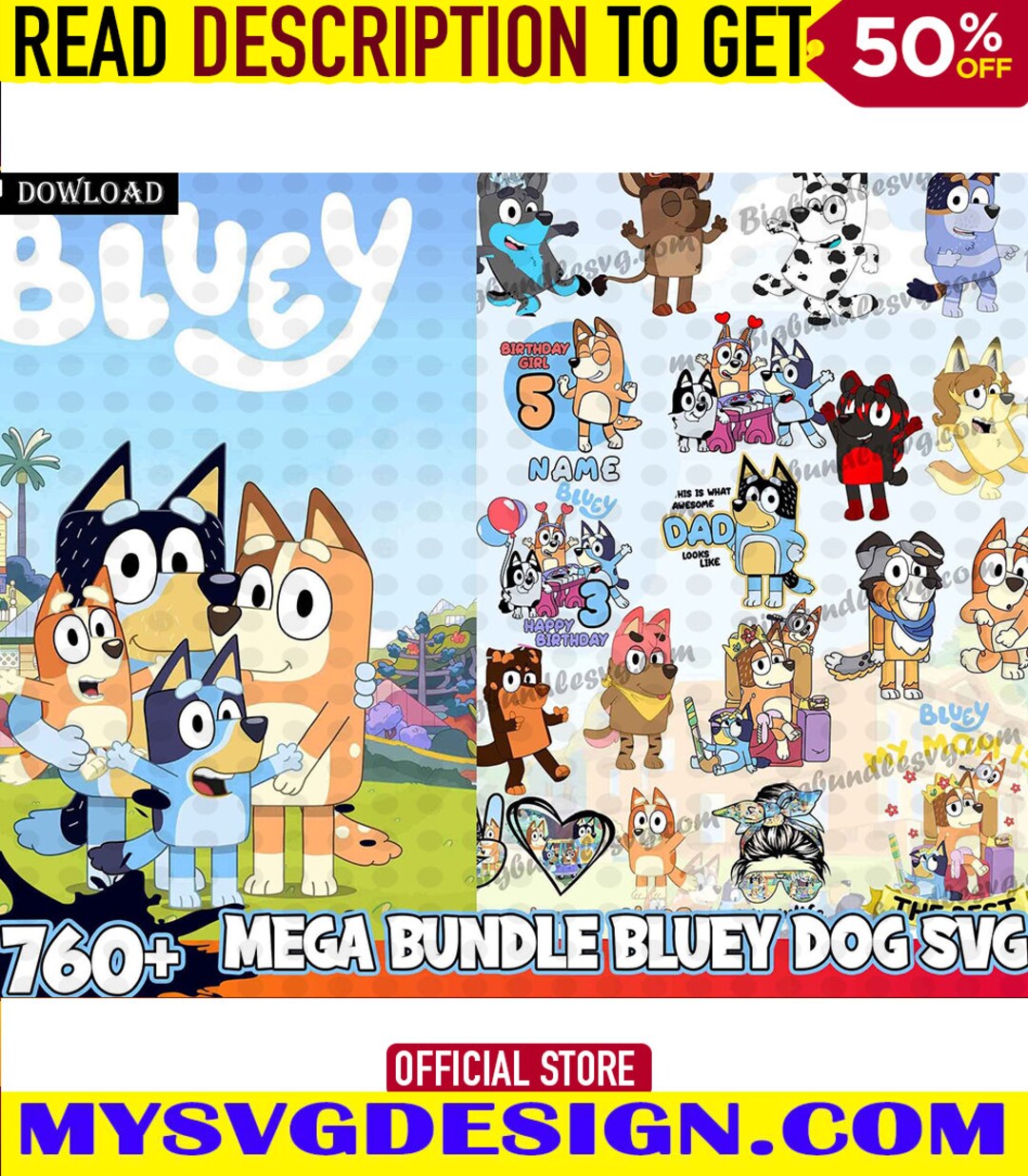 760 Bluey Cut Files for Cricut Bluey the Dog Clipart Bluey PNG Bluey ...