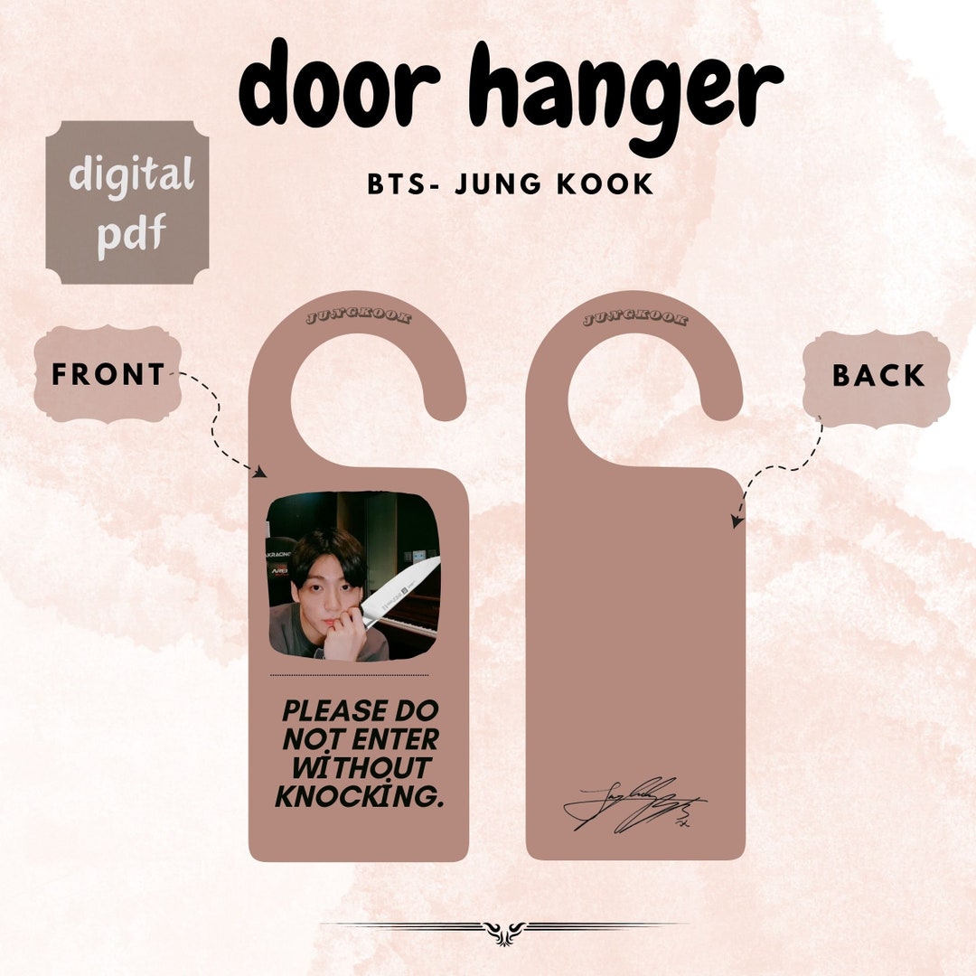 Bts Door Hanger, Bts Print, Bts Digital Download, Jungkook Door Hanger ...