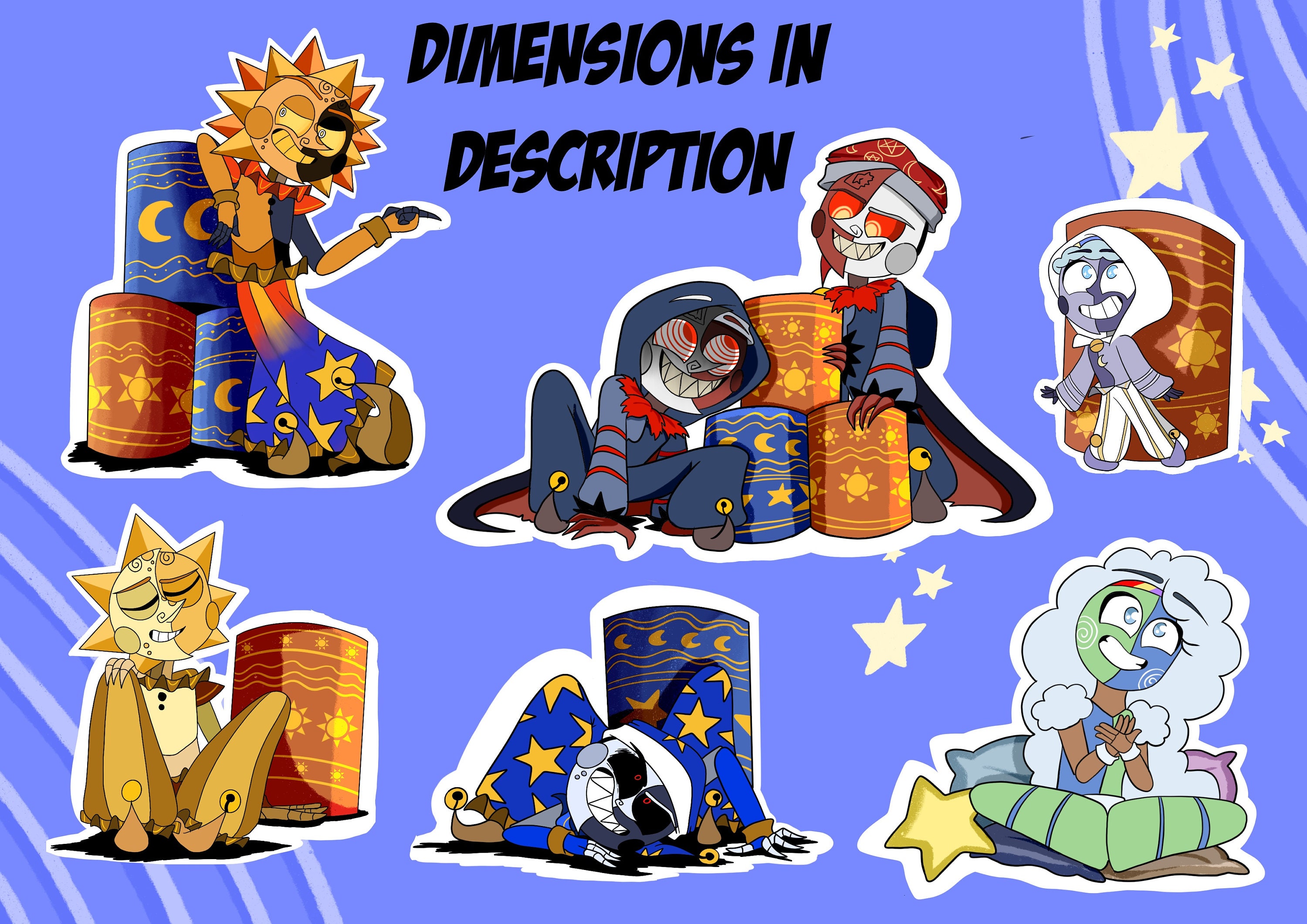 Sun and Moon Show Barrel Stickers - Etsy