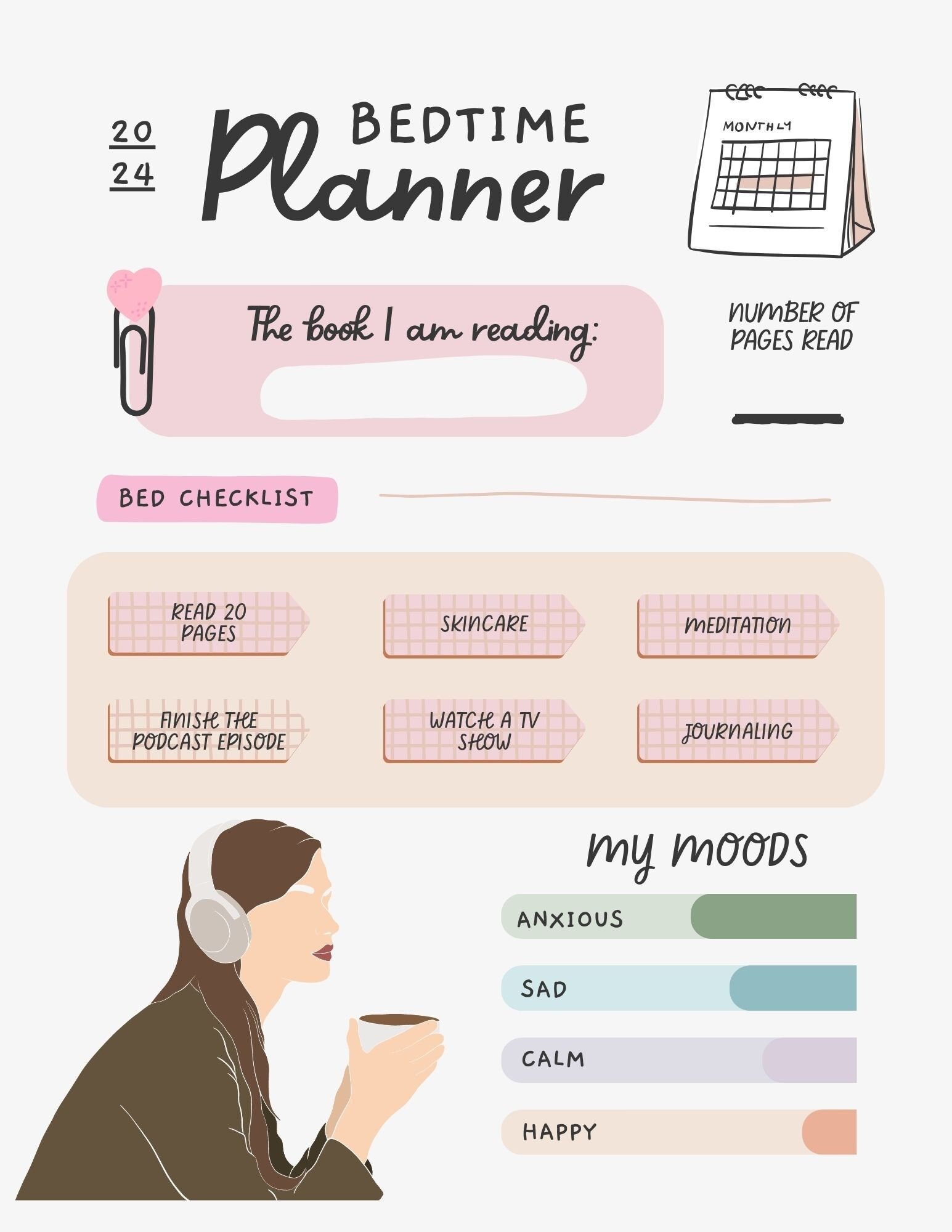 Premium Digital Planner, Daily Planner, Bed Time Planner, 2023, iPad ...