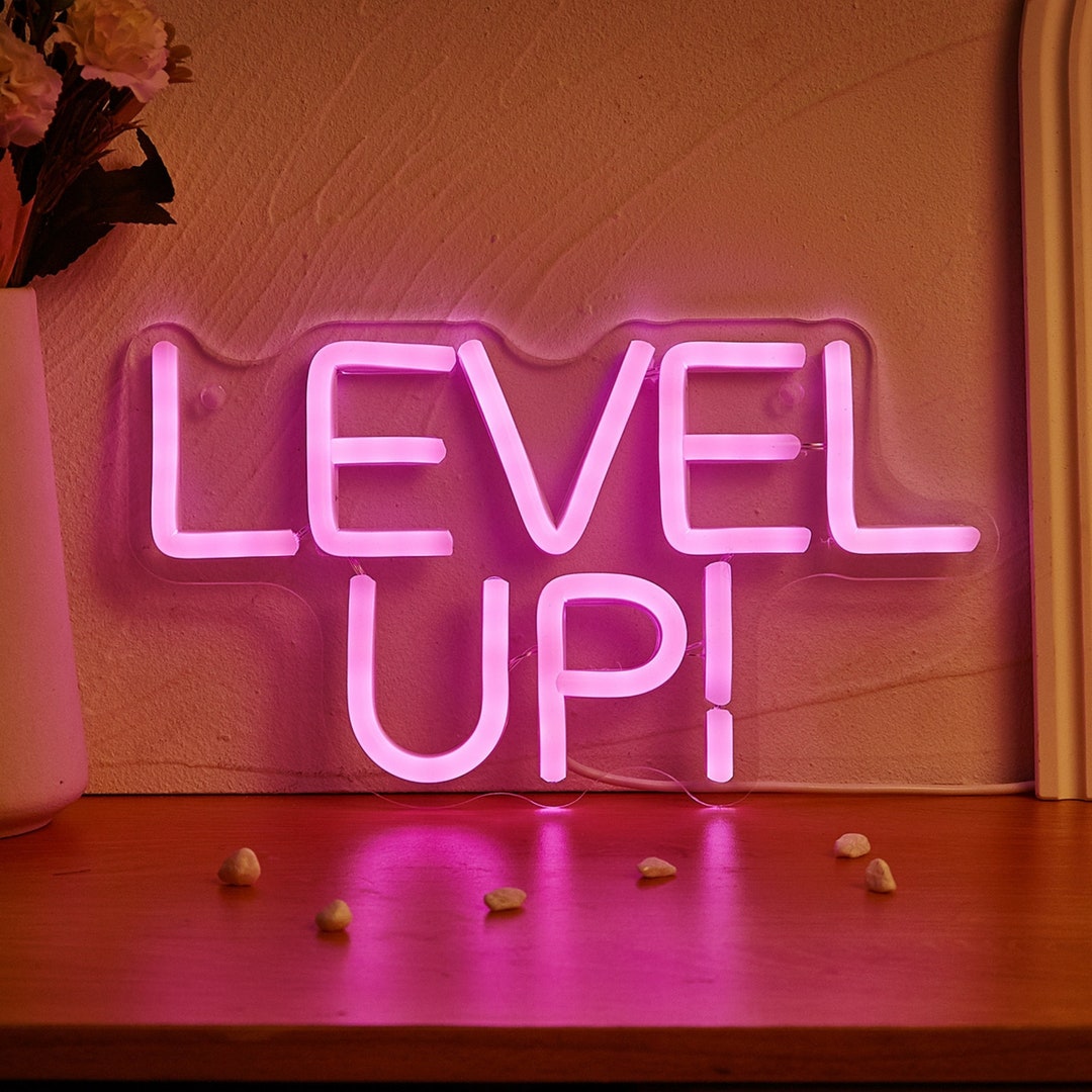 Level up Neon Sign, LED Wall Decor, Home Decoration, Bedroom Wall Sign ...