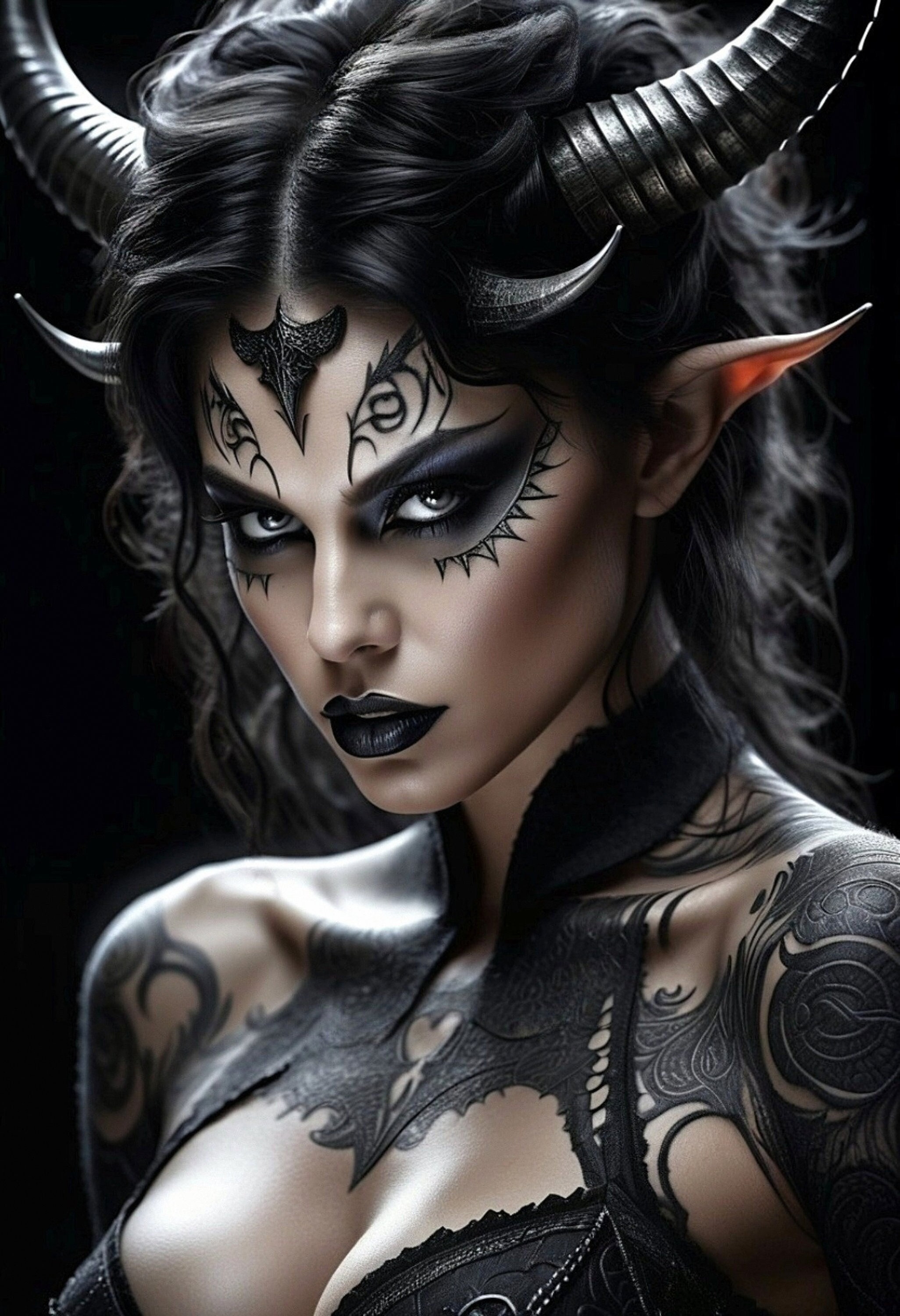 Portrait of a Female Demon Portrait of a Sexy Female Demon - Etsy