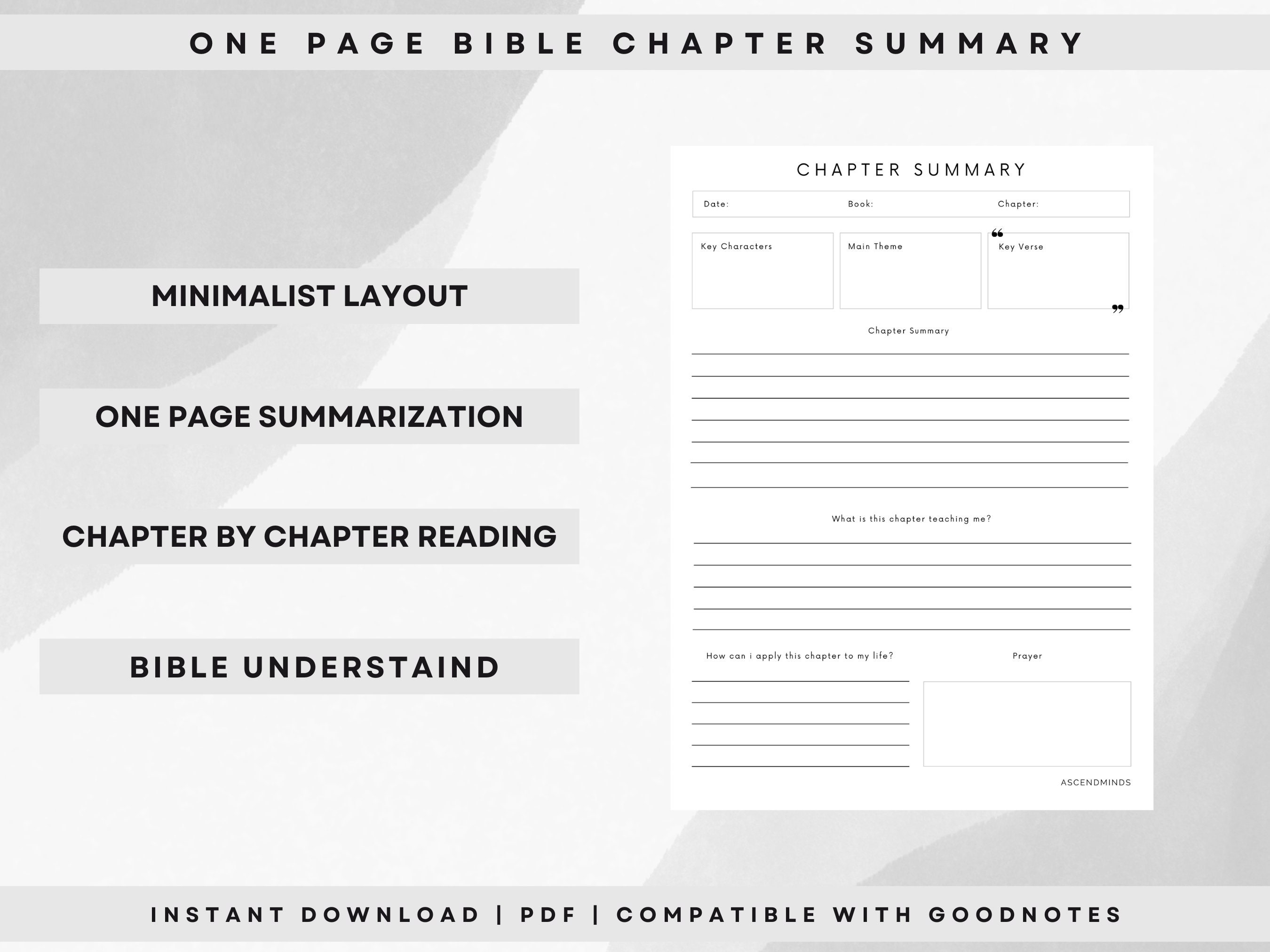 Bible Chapter Summary Printable Template - Etsy