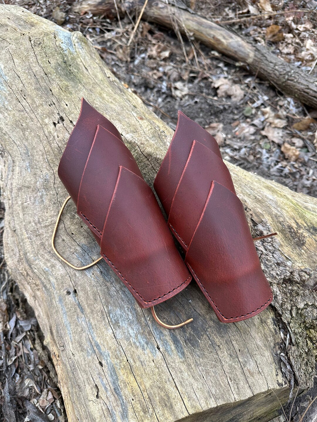 Leather Medieval Red/brown Bracers for Larp or Cosplay. Handmade Fantasy Bracer - Etsy