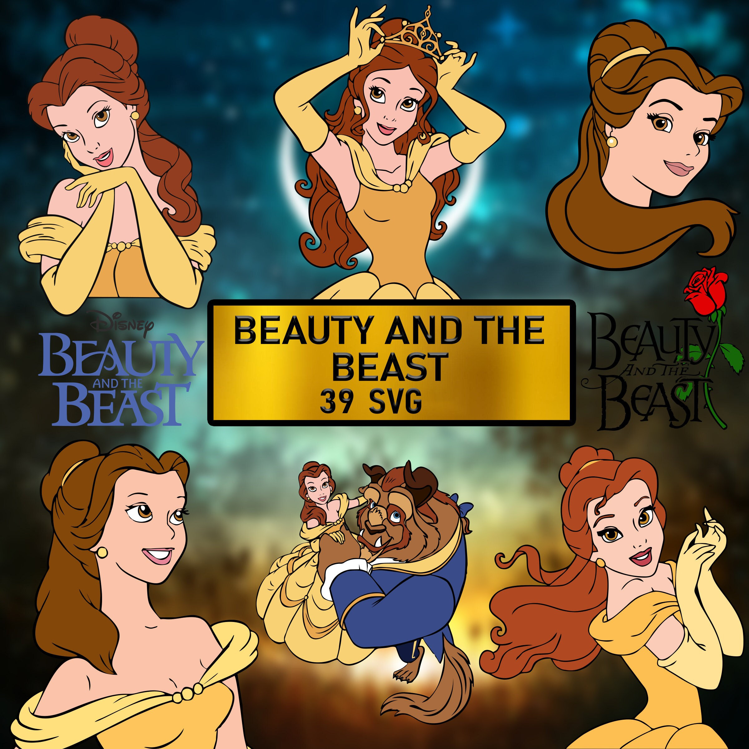 Beauty and the Beast SVG Belle Svg Beast Svg Princess Svg Beauty and ...