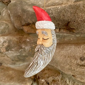 Sleeping Santa Moon Ornament - Etsy