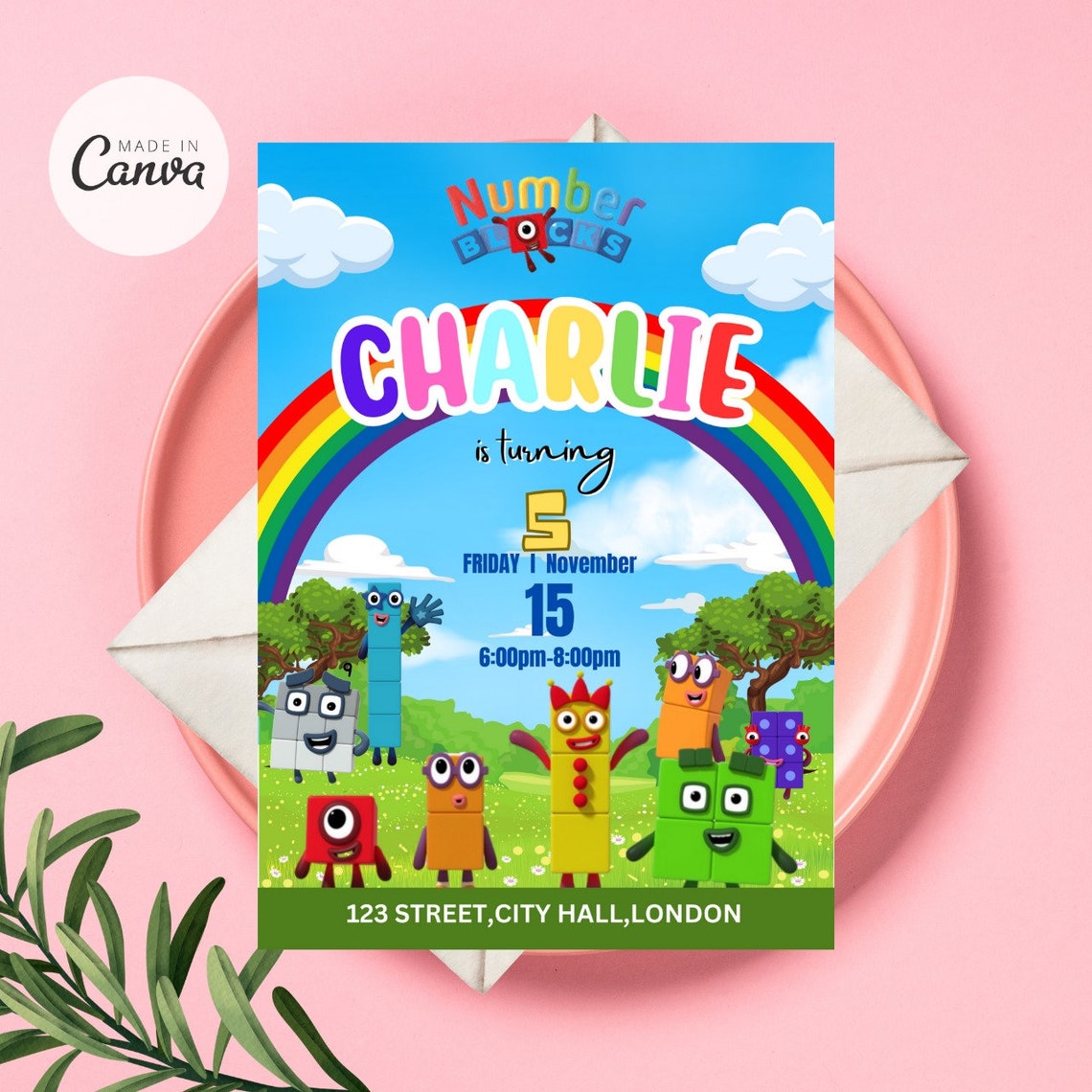 Numberblocks Invitation, Numberblocks Birthday Invitation, Numberblock ...