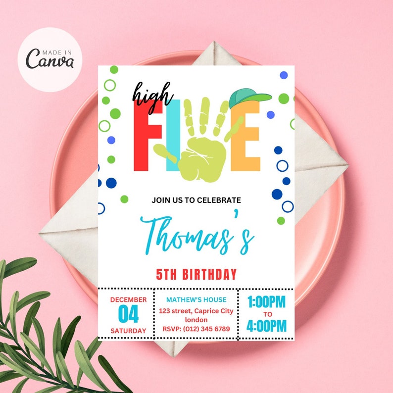High Five Invitation, High Five Birthday Invitation, High Five Party ...