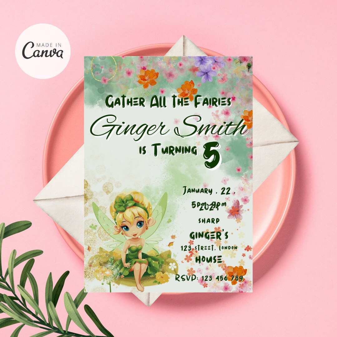 Tinkerbell Invitation, Tinkerbell Birthday Party Invite, Fairy Birthday ...